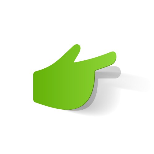 Paper clipped sticker hand with pointing finger Vector Image