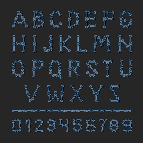 X-ray font transparent roentgen alphabet Vector Image