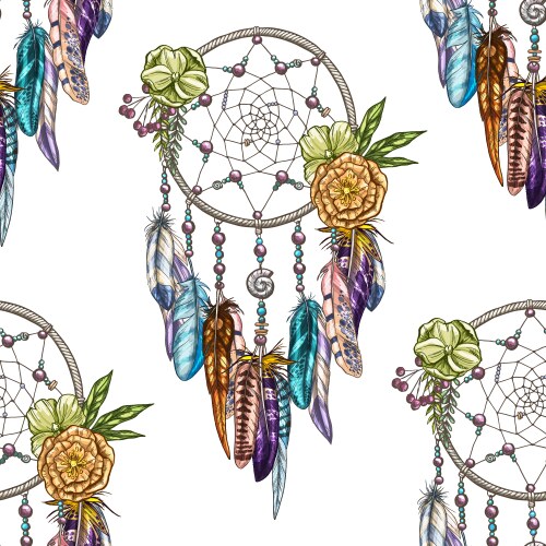 Cute background with origami and dream catchers Vector Image