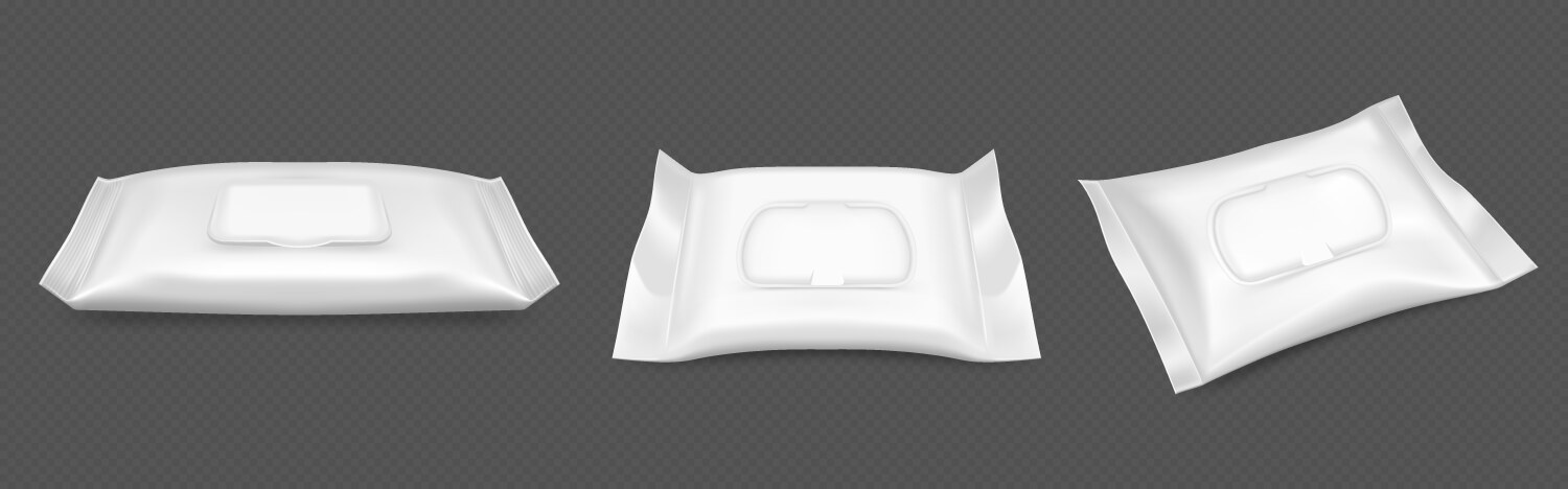 Wet wipe package with plastic flap mockup Vector Image