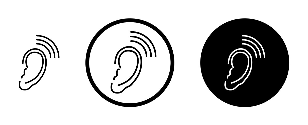 Assistive listening systems icon set ear hear aid Vector Image