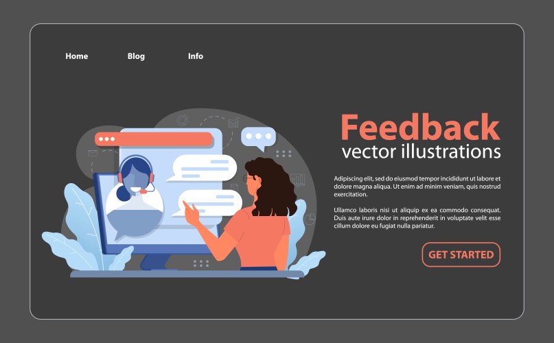Online feedback concept visualized flat Royalty Free Vector