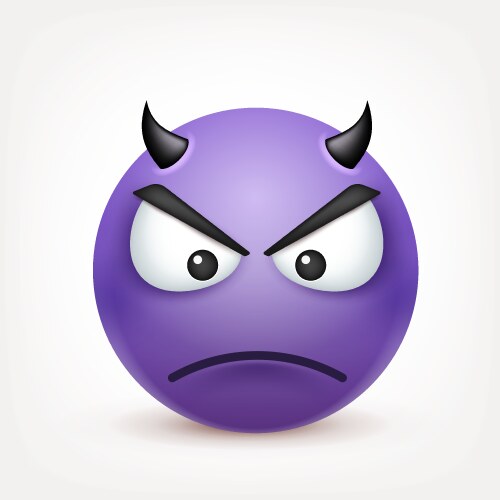 Angry scowling round yellow and red emoticon Vector Image