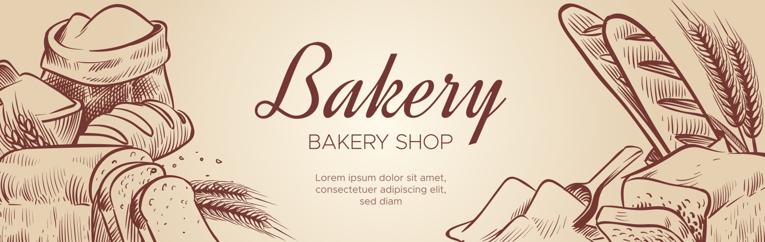 Desserts bakery shop banner template hand Vector Image