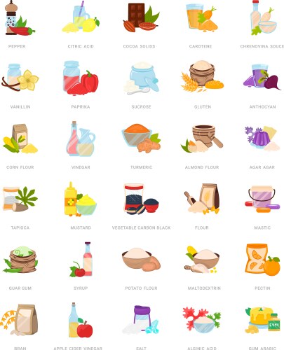 Set line icons food additives Royalty Free Vector Image