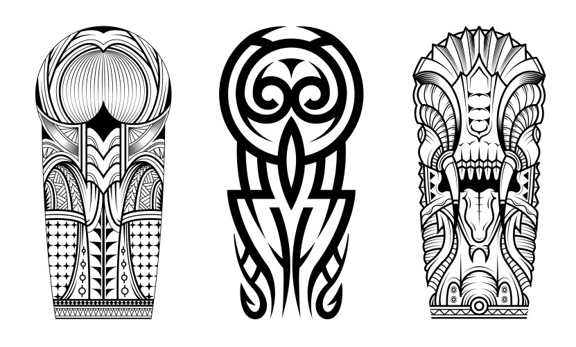Tattoo abstract black arm template set Royalty Free Vector