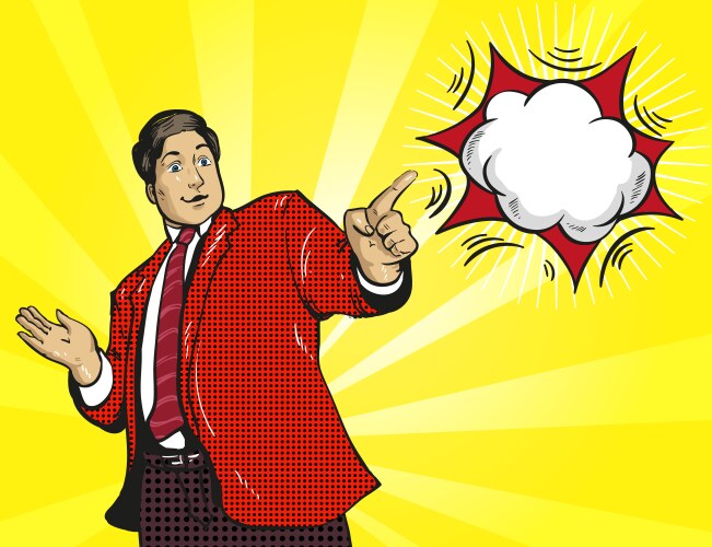 Wow reaction man fear retro comic pop art Vector Image