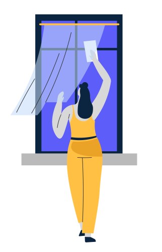 Cleaning company service maid washing windows Vector Image