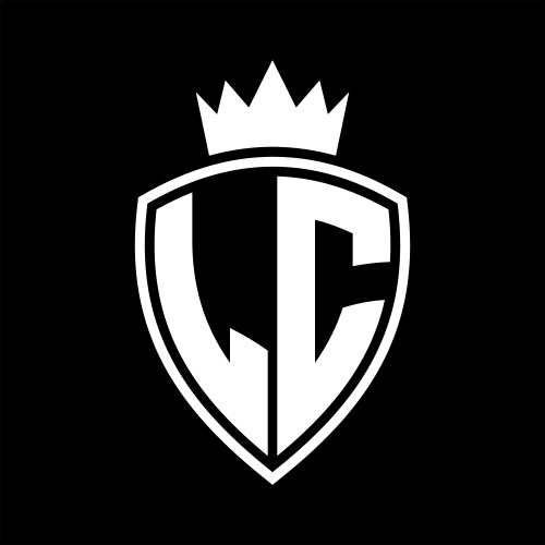 Lc letter bold monogram triangle curve shield Vector Image