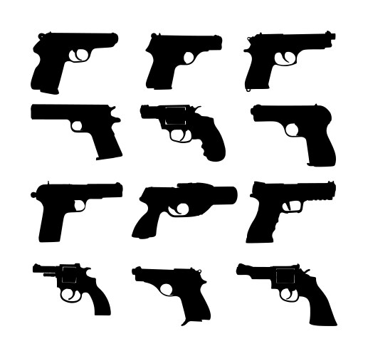 Pistol gun silhouette isolated Royalty Free Vector Image