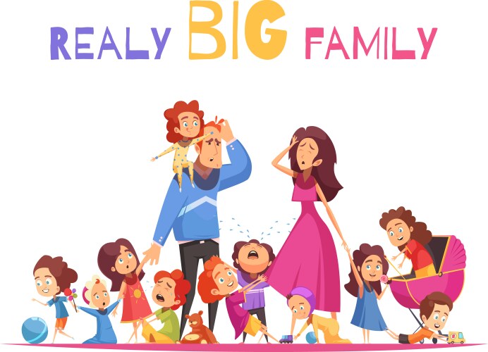 Warm big family portrait with white background Vector Image
