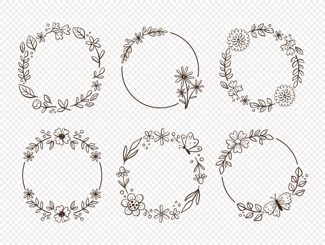 Spring doodle decorative borders Royalty Free Vector Image