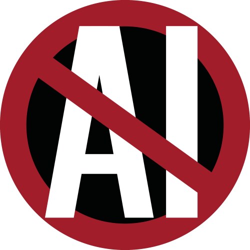 Anti ai sign no to ai-generated images Royalty Free Vector