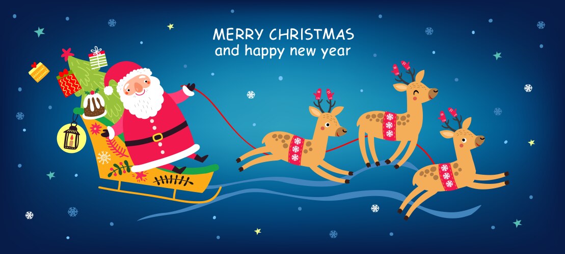 Santa and deer Royalty Free Vector Image - VectorStock