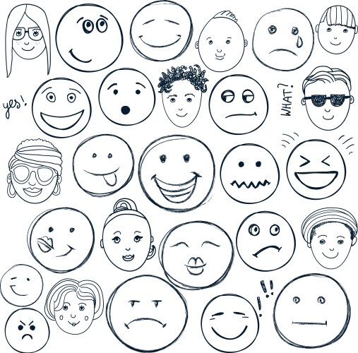 Set of hand drawn people faces Royalty Free Vector Image