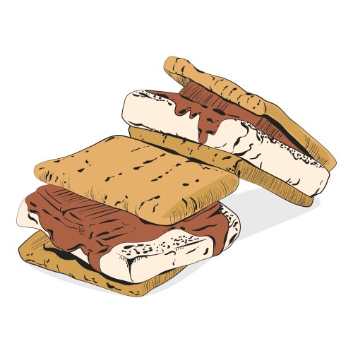 Engraving hand drawn smores dessert Royalty Free Vector
