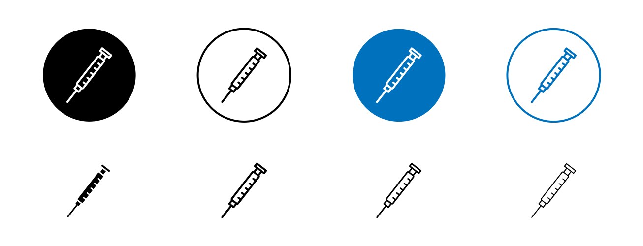 Syringe icon set inject needle vaccine symbol Vector Image