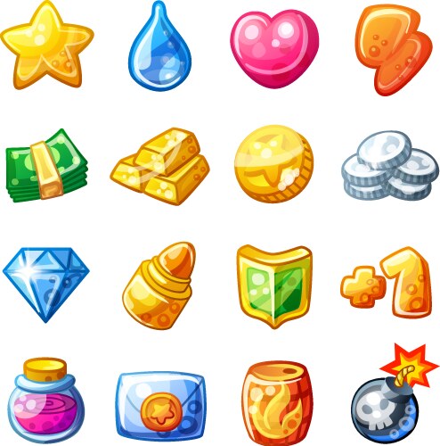 Resource icons for games Royalty Free Vector Image