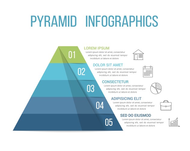 Infographic 6 steps pyramid diagram with topics Vector Image