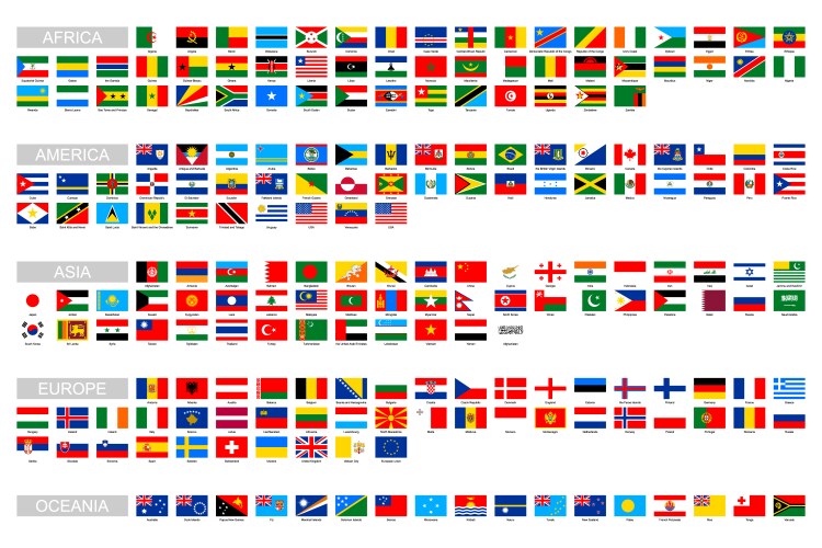 All official national flags of the world Vector Image