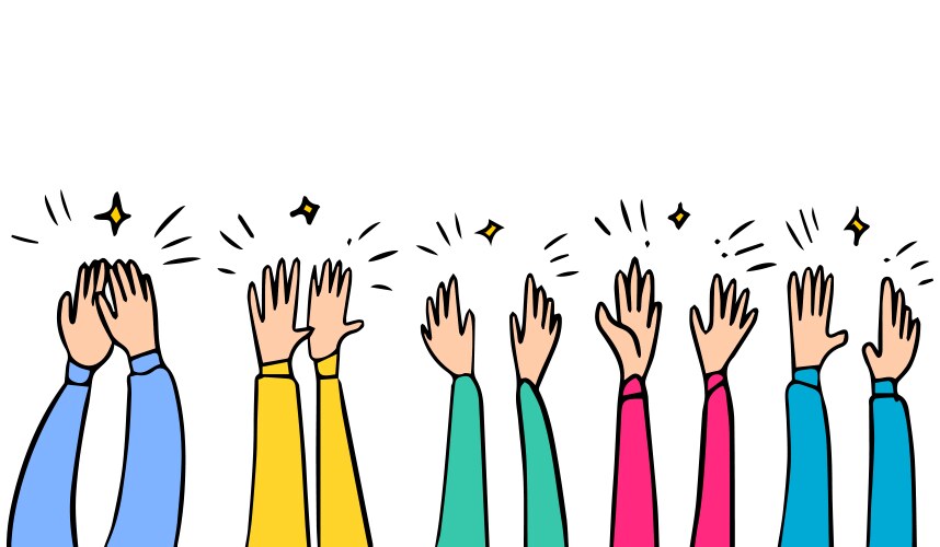 Hand drawn sketch style human hands clapping Vector Image