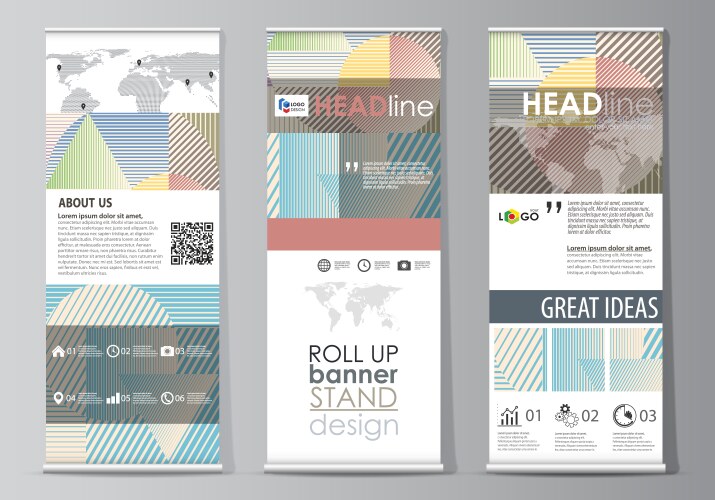 Roll up banner stands abstract style templates Vector Image