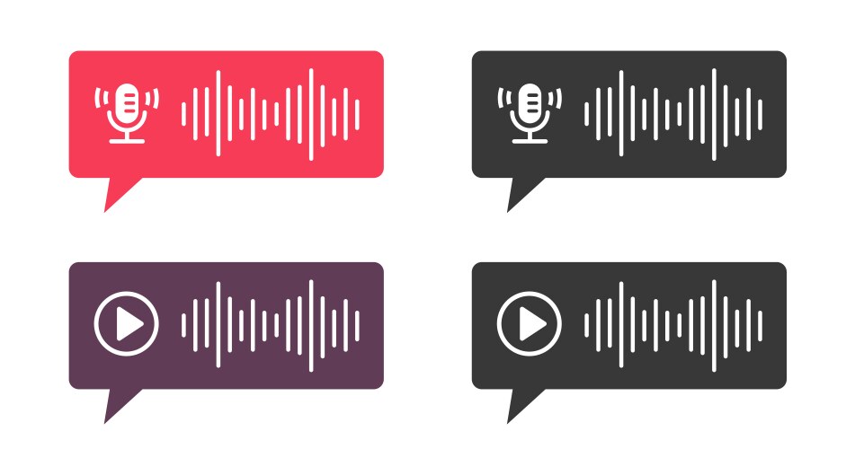 Voice message voicemail play button and audio Vector Image