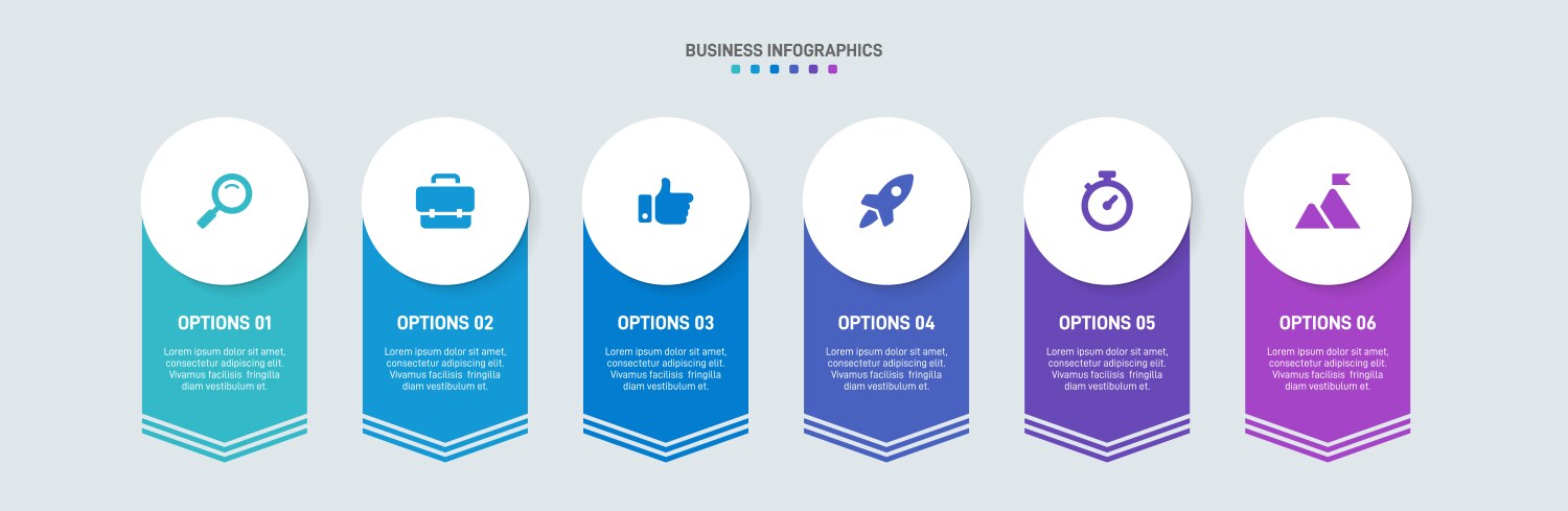 Horizontal progress bar featuring 6 arrow-shaped Vector Image