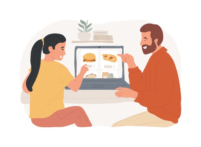 Getting order isolated cartoon Royalty Free Vector Image