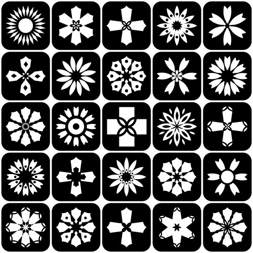 Flower Black Symmetrical Simple Vector Images (over 1,100)