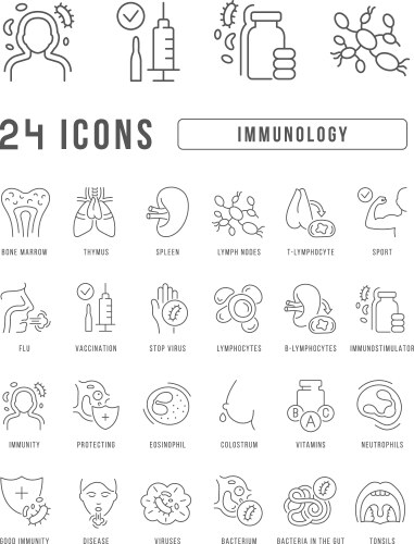 Set of linear icons immunology Royalty Free Vector Image