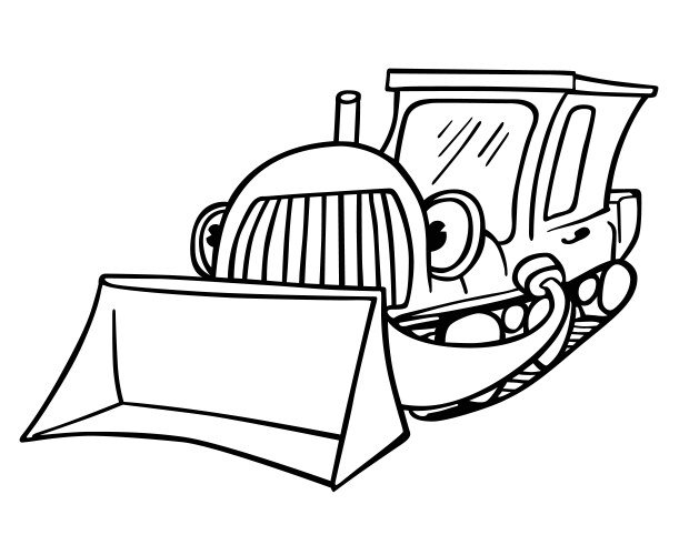 Bulldozer digger cartoon character Royalty Free Vector Image