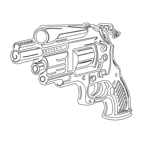 Gun galaxy outline sketch Royalty Free Vector Image