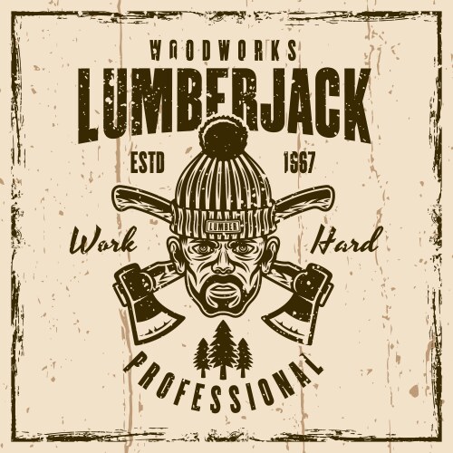 Vintage hipster lumberjack emblem Royalty Free Vector Image