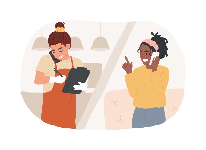 Getting order isolated cartoon Royalty Free Vector Image