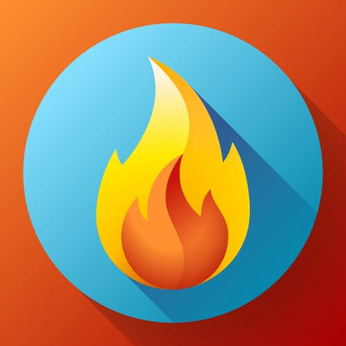 Red fire flat icon isolated on white background Vector Image