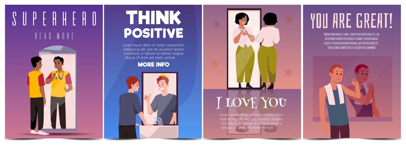 Happy people look at their reflection Royalty Free Vector