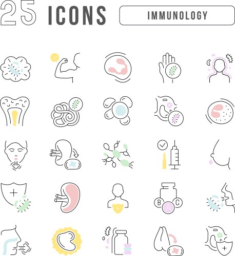 Set of linear icons immunology Royalty Free Vector Image