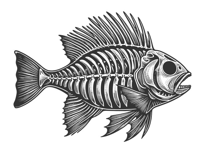 Underground fish fossil Royalty Free Vector Image