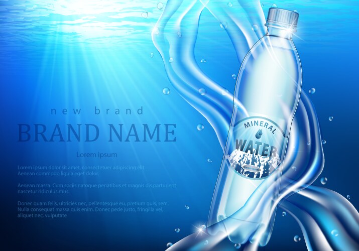 Pure sparkling water ad plastic bottle Royalty Free Vector