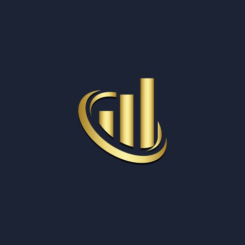 Shape line chart progress gold logo Royalty Free Vector