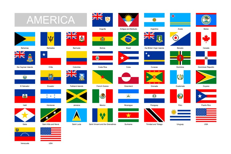America flags all official national Royalty Free Vector