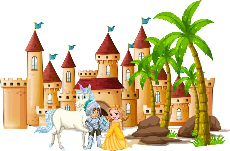 Magic princess medieval castle background Vector Image