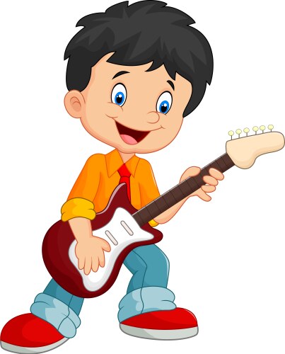 Cartoon boy listen music Royalty Free Vector Image