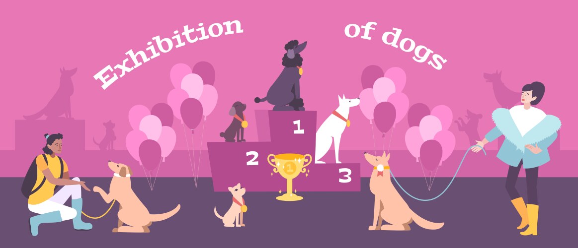 Dog show flat Royalty Free Vector Image - VectorStock