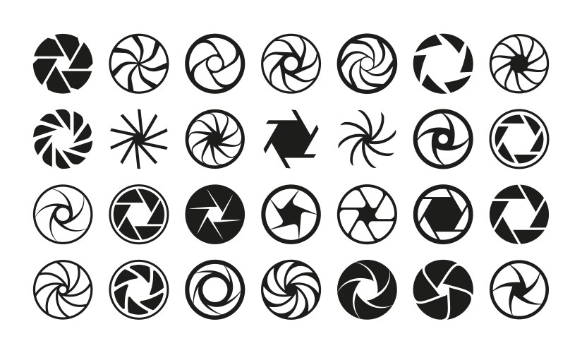 Aperture icon set with value numbers camera Vector Image