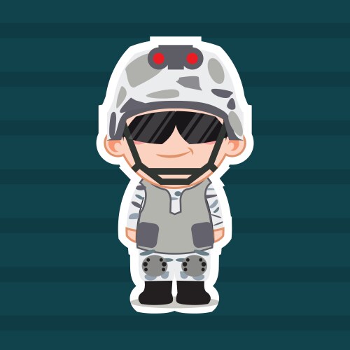 Cartoon cute chibi army Royalty Free Vector Image