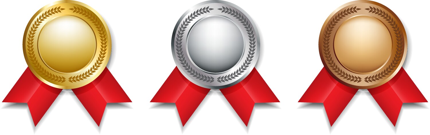 Simple gold silver bronze medals with ribbon Vector Image