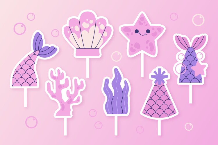 Cartoon cake topper collection Royalty Free Vector Image