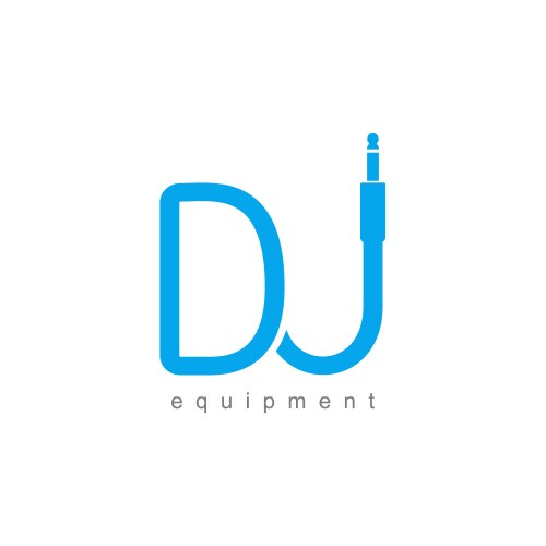 Isolated dj logo wire cable audio jack music Vector Image